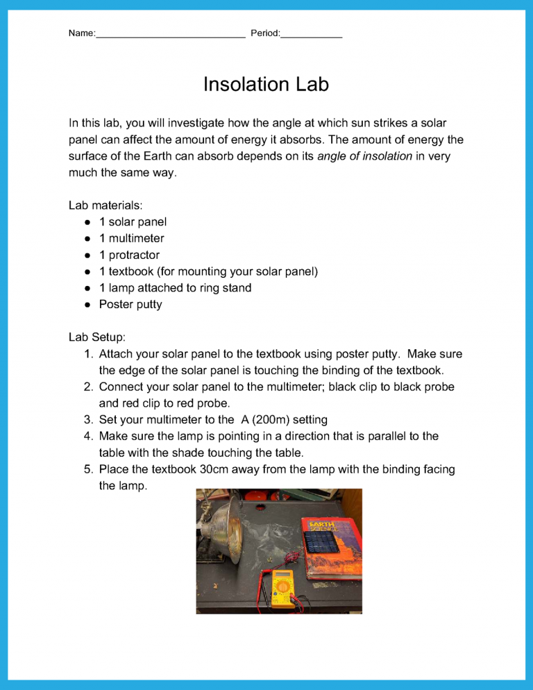 Insolation Lab Exercise - STEM Supplies