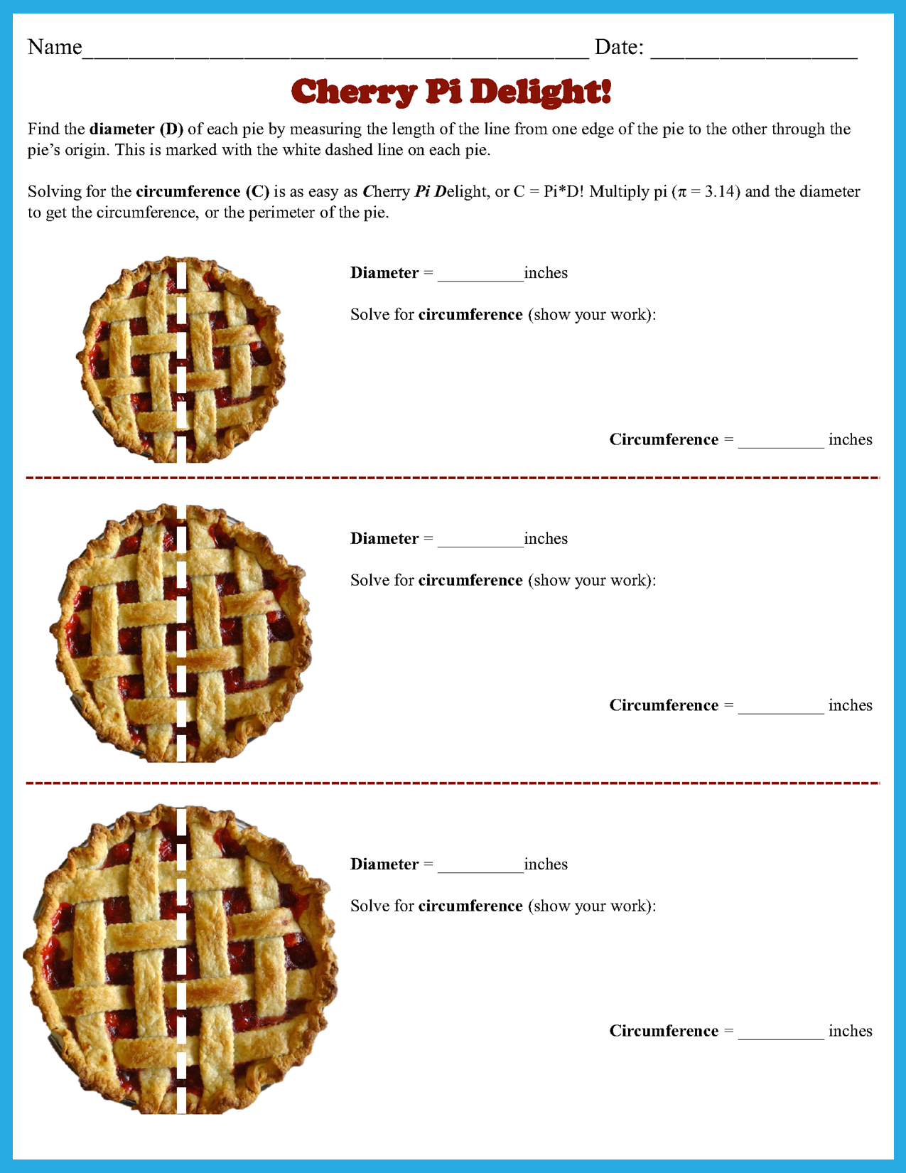 Geometry Worksheet: Cherry Pie Delight - STEM Supplies
