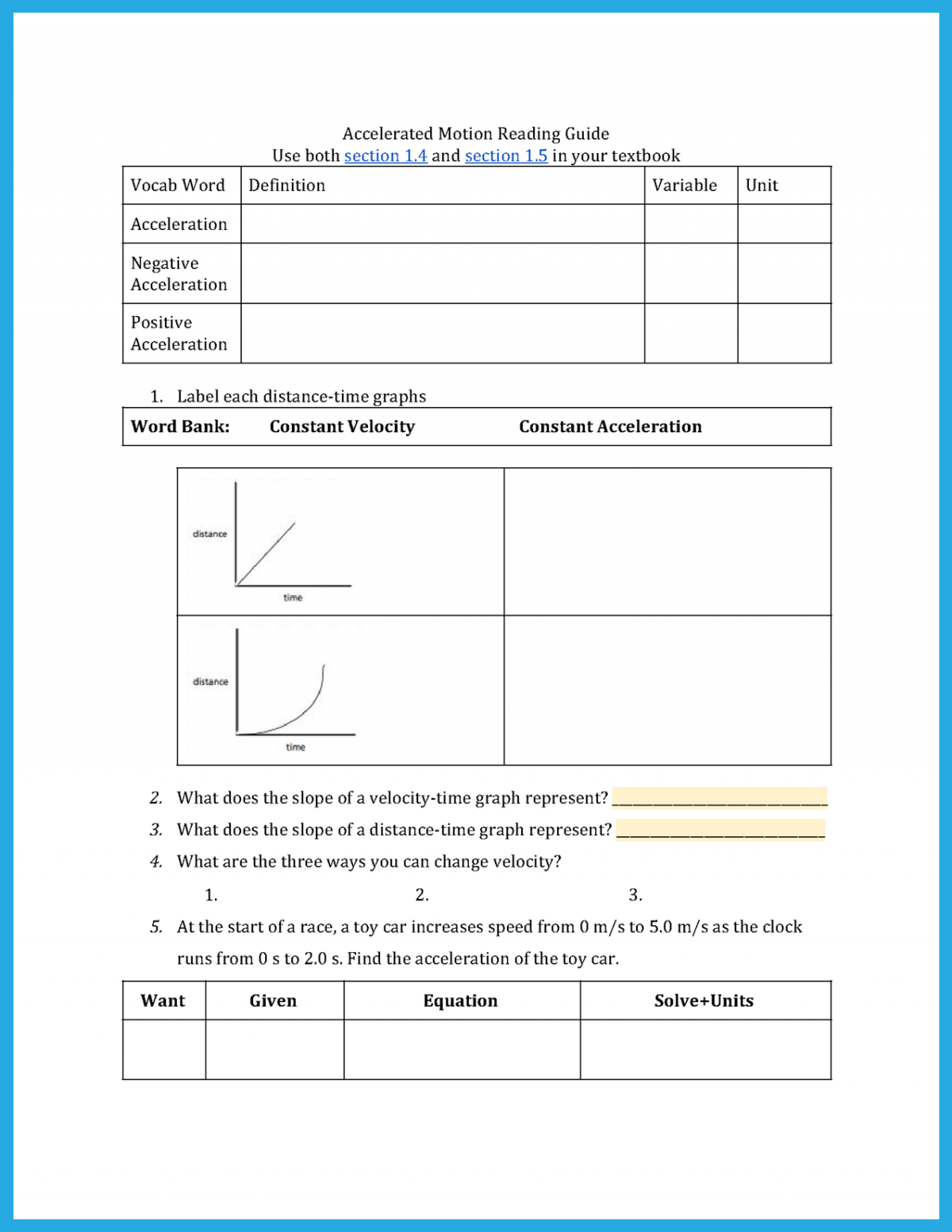 Motion vs Speed: Worksheets for High School STEM - STEM Supplies