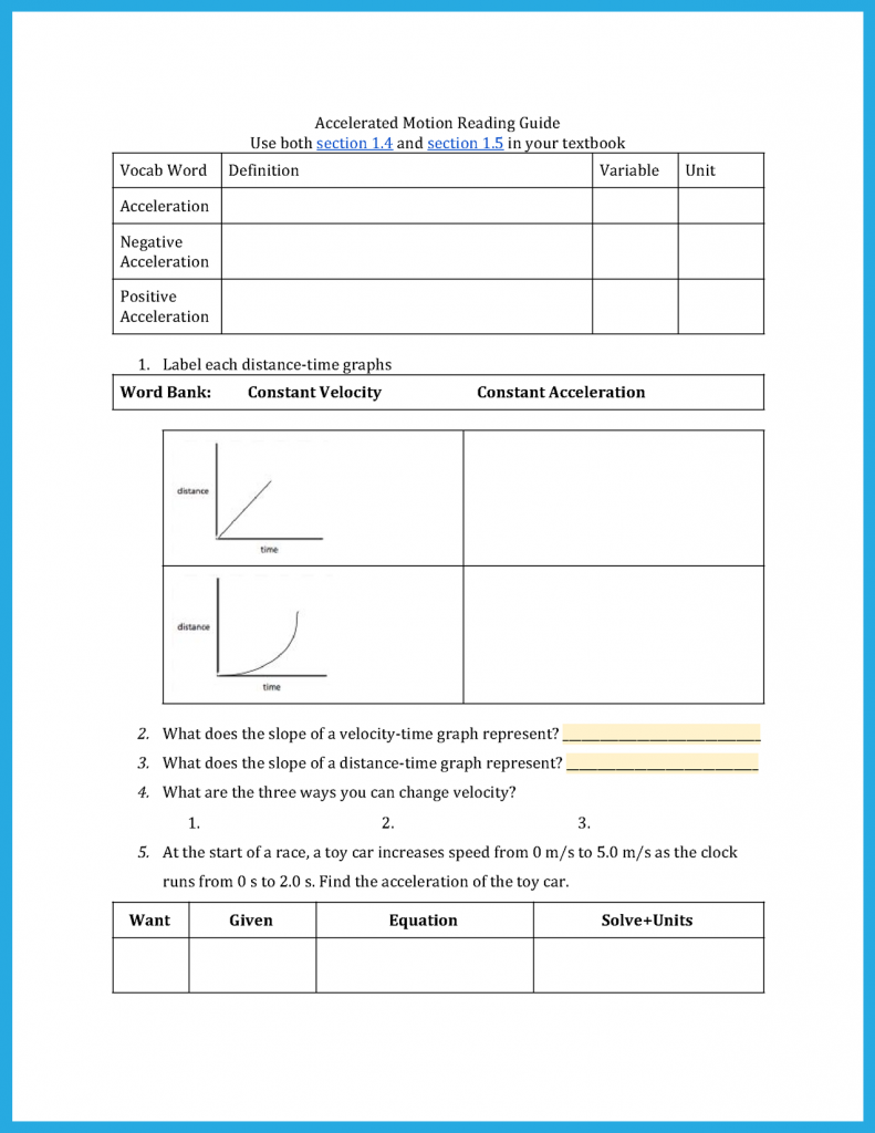 Motion vs Speed: Worksheets for High School STEM - STEM Supplies