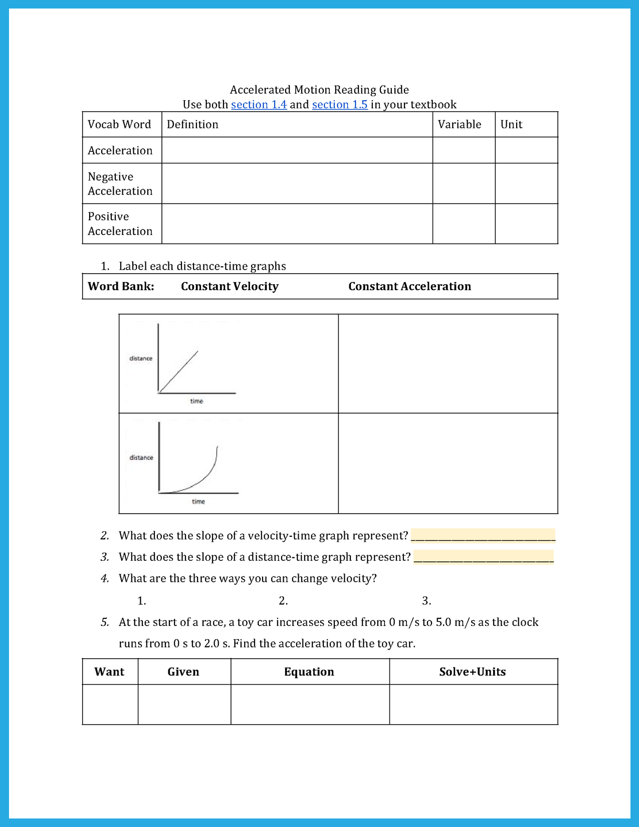 Motion vs Speed: Worksheets for High School STEM - STEM Supplies